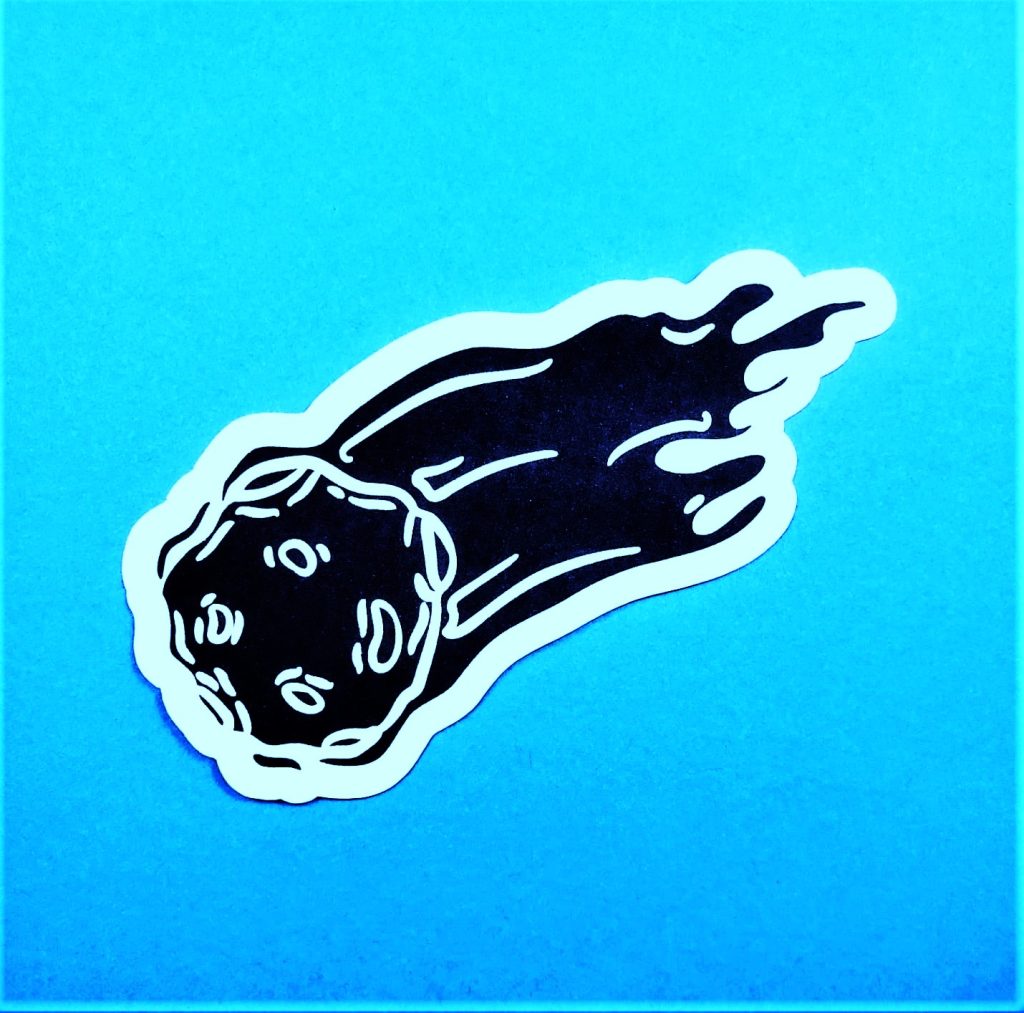 Asteroid Navy Space Emblem Sticker – Abstract Alien Art